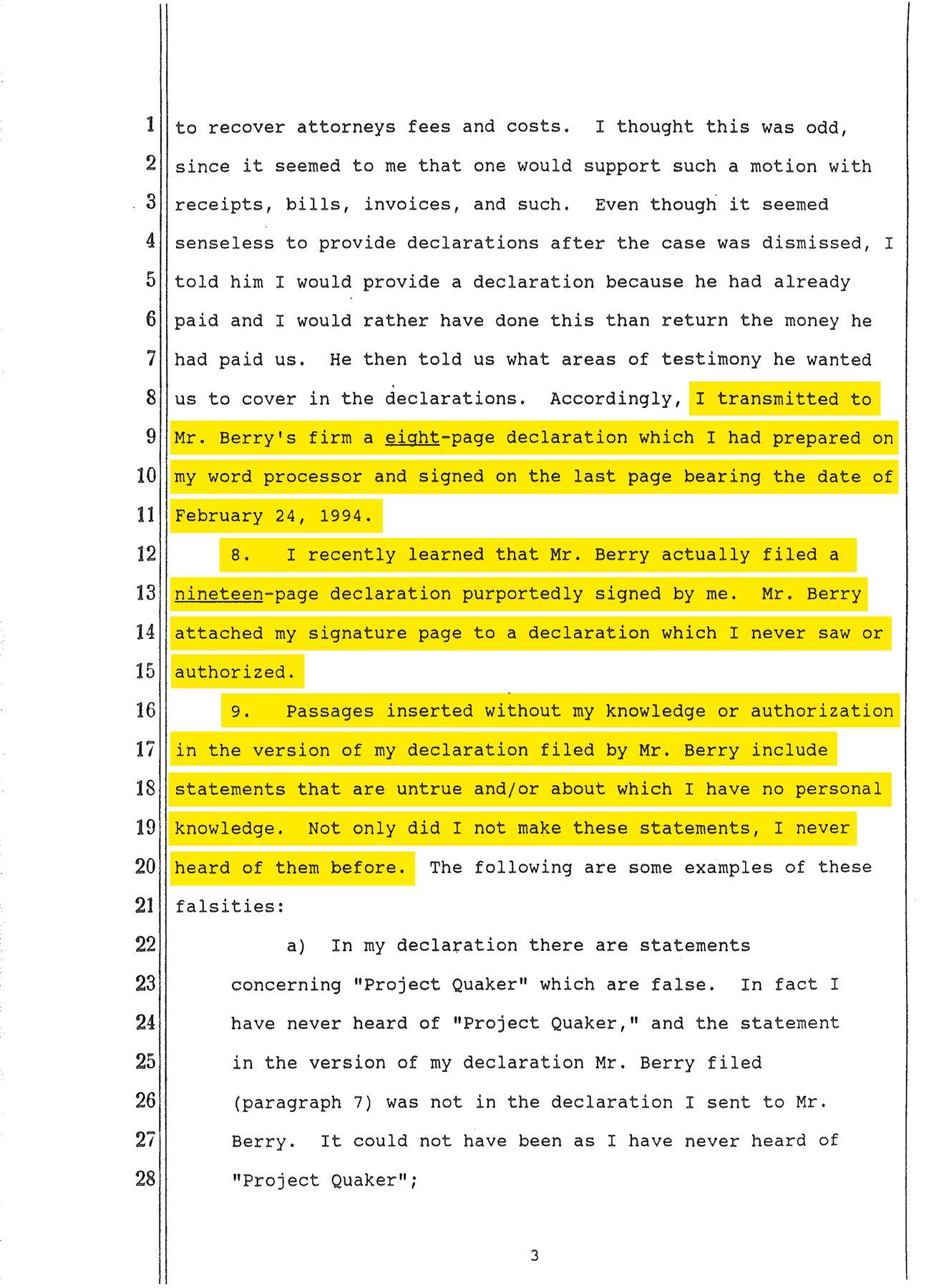 Wrongdoing and Bad Faith: A Documented Record